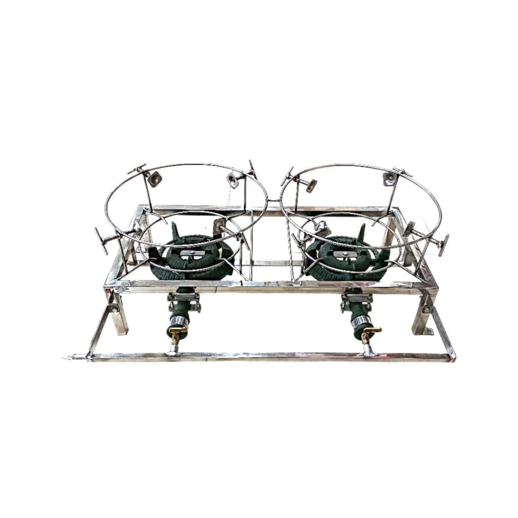 Stainless Steel C-20 Double Burner Cooker with Boat Frame - Davindas